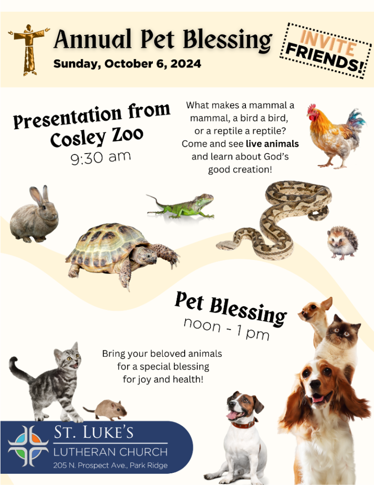 Pet Blessing Sunday – St. Luke's Lutheran Church